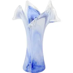 VIETRI Onda Glass Cobalt Twisted Flower Vase - Blue