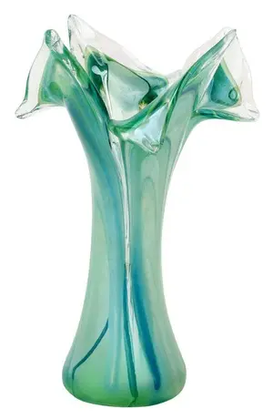 VIETRI Onda Glass Twisted Flower Vase - Green