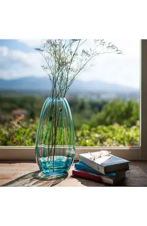 VIETRI Bolla Glass Pleated Vase