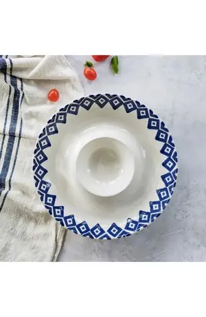 VIETRI Santorini Chips & Dip Serving Dish