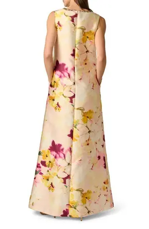 Aidan Mattox Beaded Print Mikado Gown