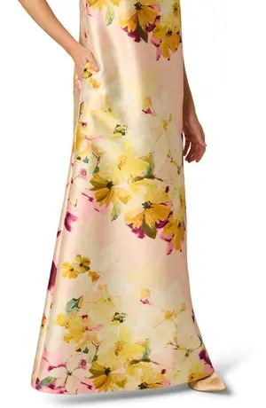 Aidan Mattox Beaded Print Mikado Gown
