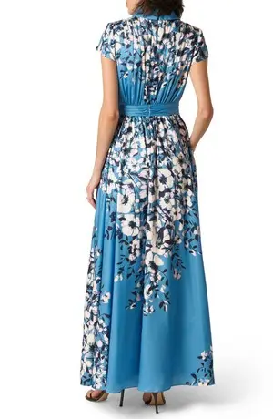 Aidan Mattox Printed Tie Waist Gown