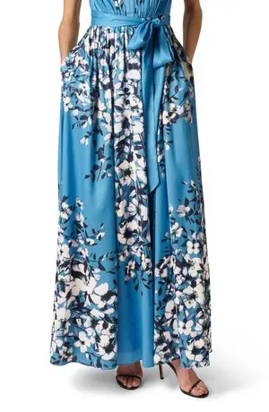 Aidan Mattox Printed Tie Waist Gown