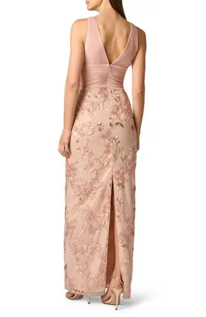 Aidan Mattox Embroidered Mesh Gown