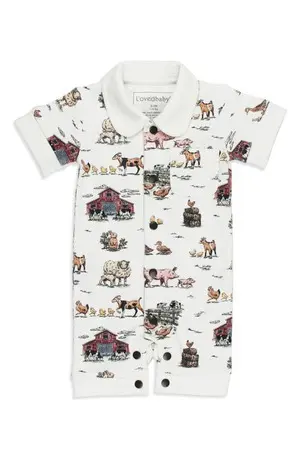 L'OVEDBABY Print Organic Cotton Romper - Farm Friends