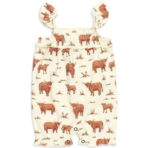 L'OVEDBABY Organic Cotton Bubble Romper - Highland Cow