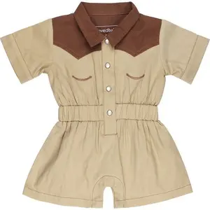 L'OVEDBABY Organic Cotton Western Romper - Oatmeal