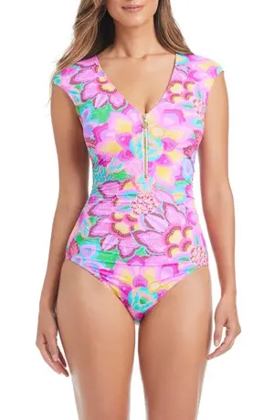 ROD BEATTIE Cap Sleeve One-piece Swimsuit - Pink Multi