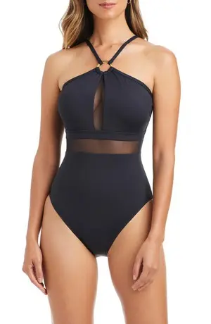 BLEU BY ROD BEATTIE Sheer Mesh Inset One-piece Swimsuit - Black