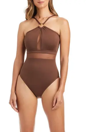 BLEU BY ROD BEATTIE Sheer Mesh Inset One-piece Swimsuit - Rockpool