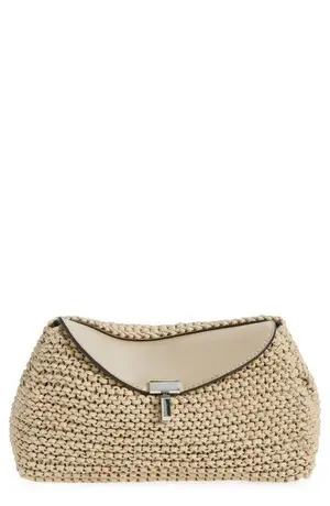 TOTEME Mini T-lock Knit Leather Clutch - Fawn