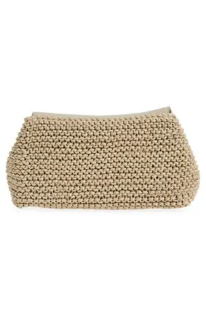 TOTEME Mini T-lock Knit Leather Clutch - Fawn