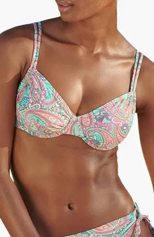 LASCANA Paisley Print Underwire Bikini Top - Aqua Paisley