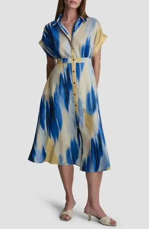 Dkny Abstract Satin Shirtdress - Sunlit Shoreline