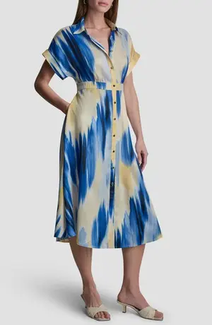 Dkny Abstract Satin Shirtdress