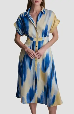 Dkny Abstract Satin Shirtdress