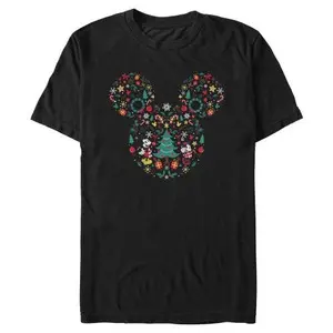 MICKEY & FRIENDS Christmas Wonderland Icon Collage Short Sleeve Graphic T-shirt - Black