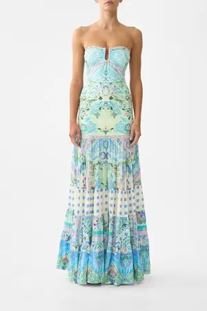 Camilla Jersey Spliced Tiered Skirt - Midsummer Mosaics