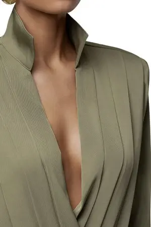 JLUXLABEL Visionary Pleated Bodysuit - Olive