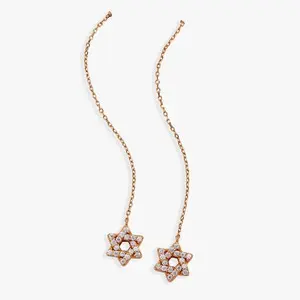 ALEX AND ANI Delicate Pave Star Of David Threader Earrings - Gold