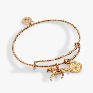 ALEX AND ANI Horse Rope Textured Charm Bangle Bracelet - Gold