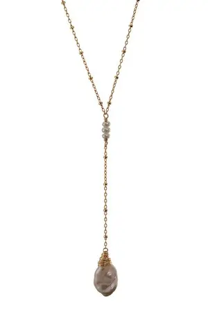 ALBISIA Keshi Pearl Lariat Necklace