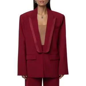 JLUXLABEL Suite Life Woven Blazer - Burgundy