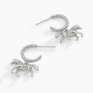 ALEX AND ANI Horse Huggie Hoop Earrings