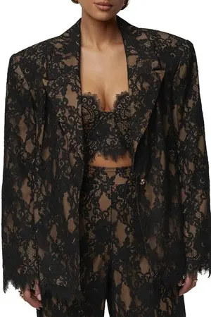 JLUXLABEL Lace And Desire Blazer - Black