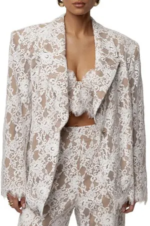 JLUXLABEL Lace And Desire Blazer - White