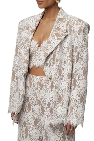 JLUXLABEL Lace And Desire Blazer - White