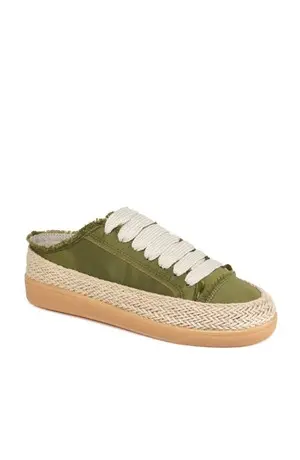 J/SLIDES NYC Henlen Satin Mule Sneaker - Khaki