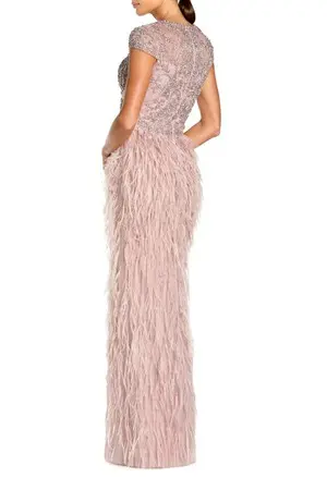 Mac Duggal Embellished Feather Gown
