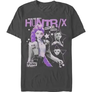KPOP DEMON HUNTERS Pop Star Huntrix Rumi Short Sleeve Graphic T-shirt - Charcoal
