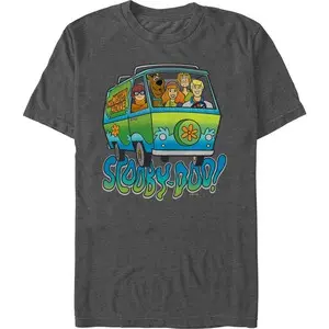 SCOOBY DOO Colorful Van Shot Short Sleeve Graphic T-shirt - Charcoal Heather