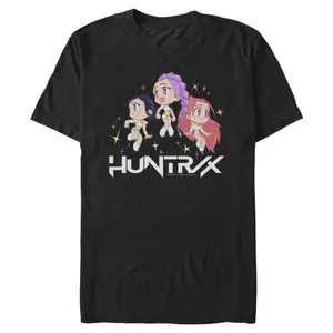 KPOP DEMON HUNTERS Chibi Trio Huntrix Short Sleeve Graphic T-shirt - Black