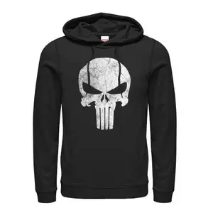 MARVEL Punisher Retro Skull Symbol Pull Over Hoodie - Black