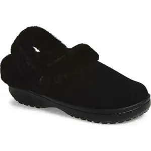 CROCS Unfurgettable Faux Suede & Faux Fur Clog - Black