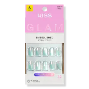 Kiss Glam Embellished Short Round Press On Nails - Celestique