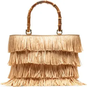 FRANCES VALENTINE Hula Tiered Raffia Fringe Tote