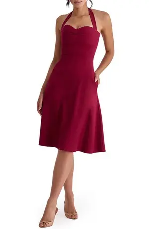 House Of Cb Carolla Halter Minidress - Wine