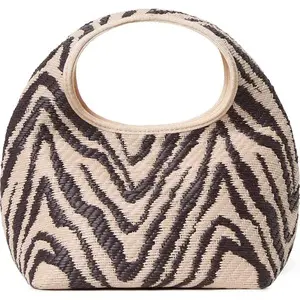 LOEFFLER RANDALL Kenzie Woven Raffia Top Handle Bag - Vintage Zebra