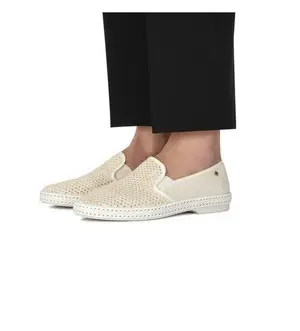 Rivieras Classic Canvas And Mesh Loafers - Cream