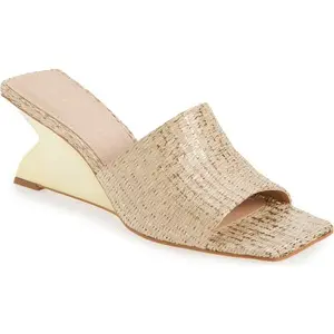 KOKO + PALENKI Talo Wedge Slide Sandal - Gold Metallic Fabric