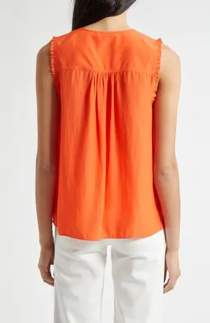 Ramy Brook Adaline Embroidered Sleeveless Top - Sunset Orange