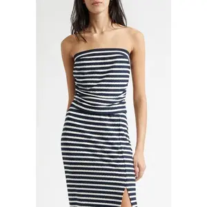 Ramy Brook Raya Stripe Strapless Top - Navy Stripe