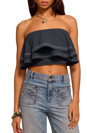 Ramy Brook Poppy Ruffle Strapless Crop Top