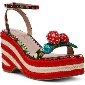 Betsey Johnson Bobbie Platform Wedge Sandal - Black Multi