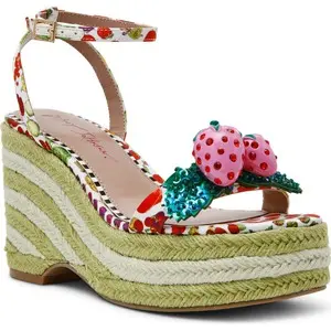 Betsey Johnson Bobbie Platform Wedge Sandal - White Multi